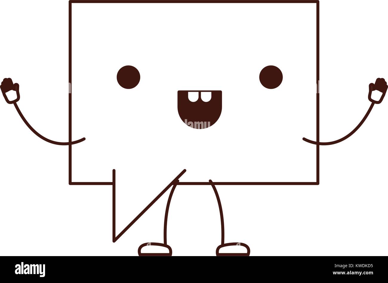 animated kawaii square dialogue speech with tail in monochrome ...
