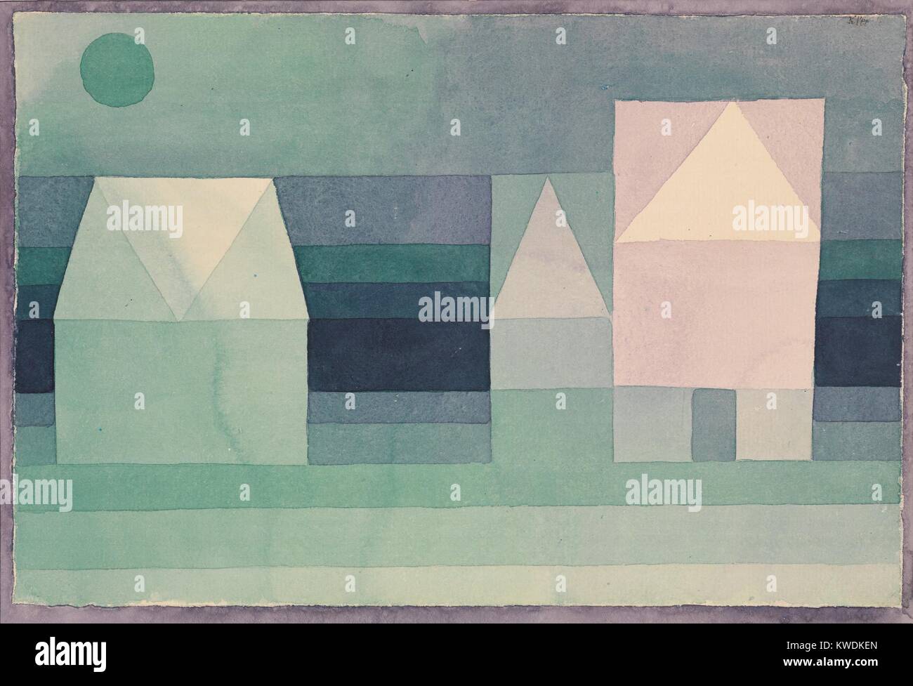 THREE HOUSES, by Paul Klee, 1922, Swiss drawing, watercolor on paper ...