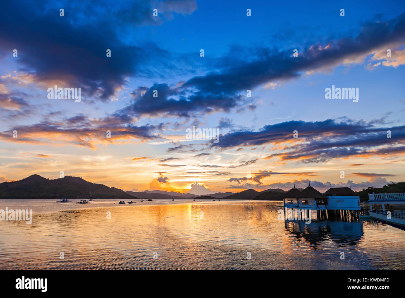 Amazing sunset at the sea, Coron, Philippines Stock Photo - Alamy
