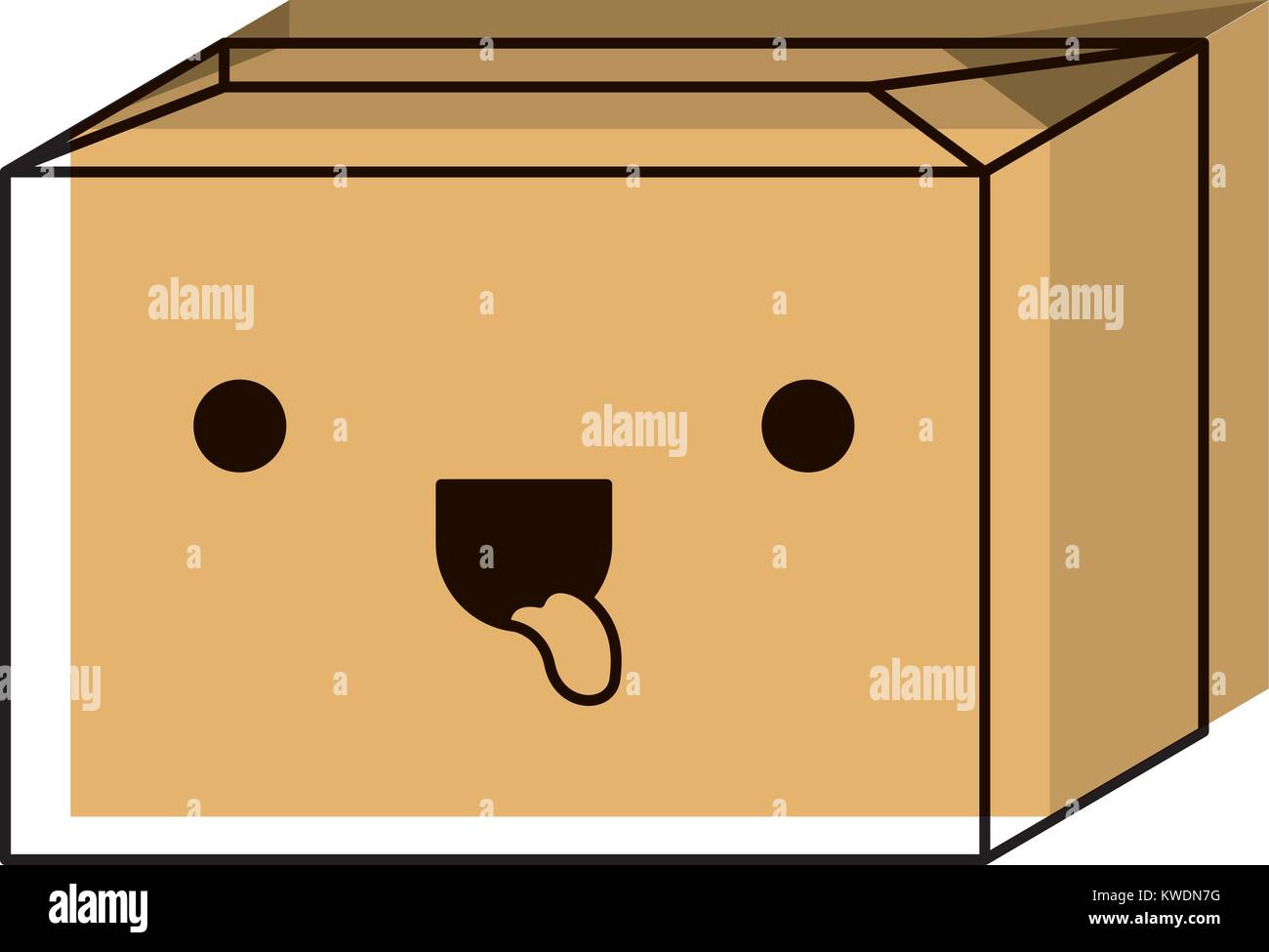 sealed kawaii cardboard box in watercolor silhouette Stock Vector Image ...