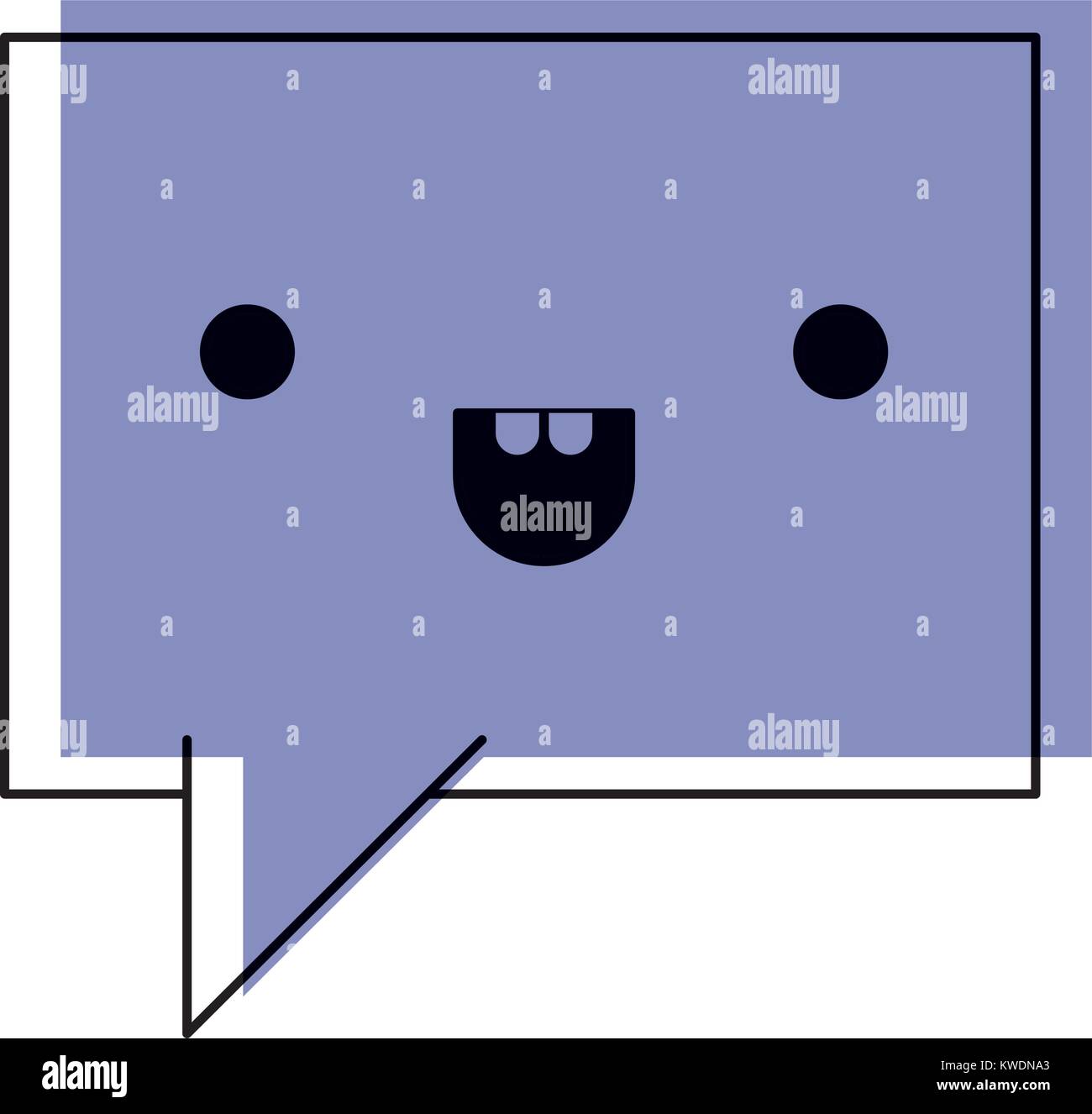 kawaii square dialogue speech with tail in watercolor silhouette Stock ...