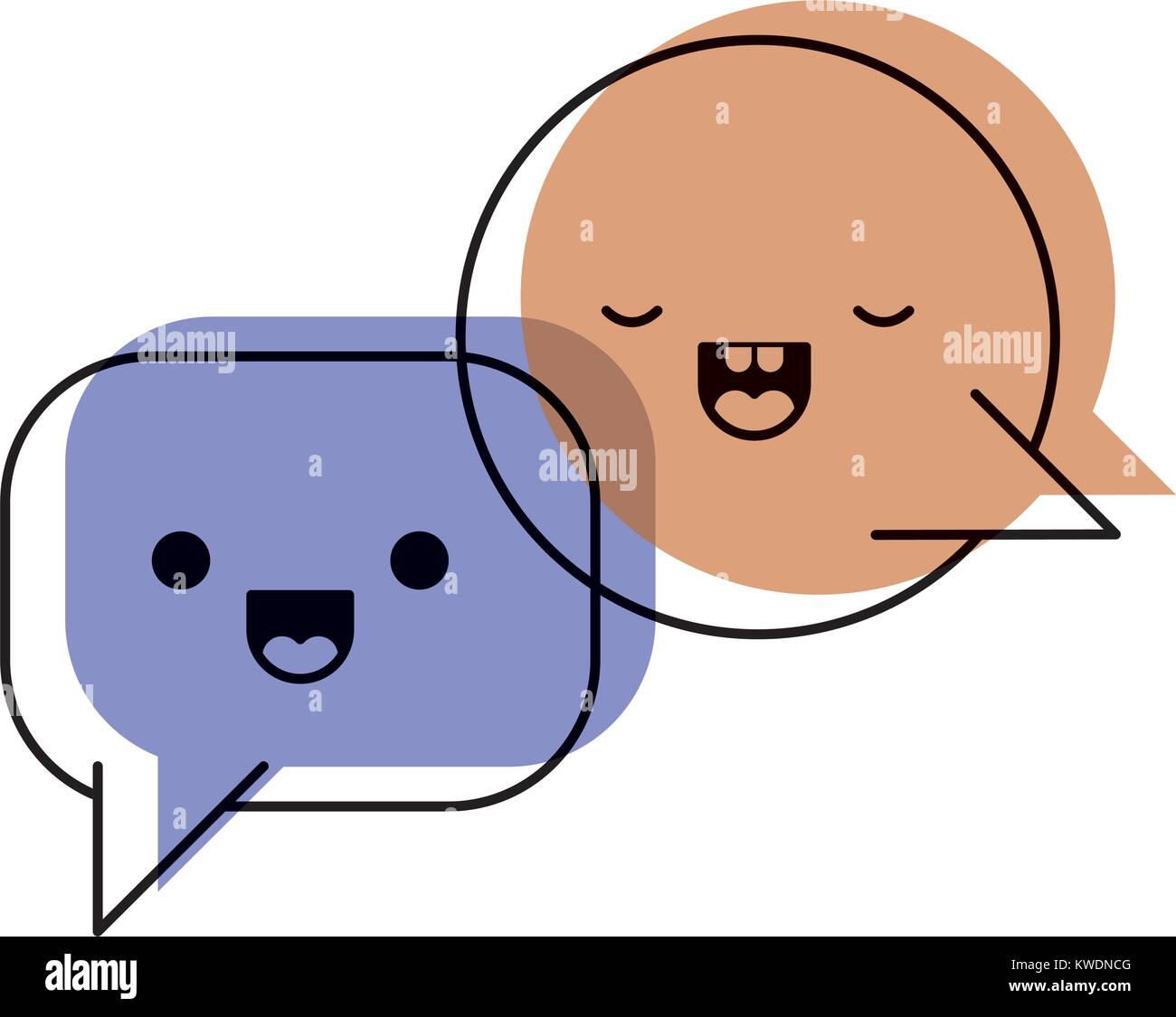 kawaii dialogue speech set with tail in watercolor silhouette Stock ...