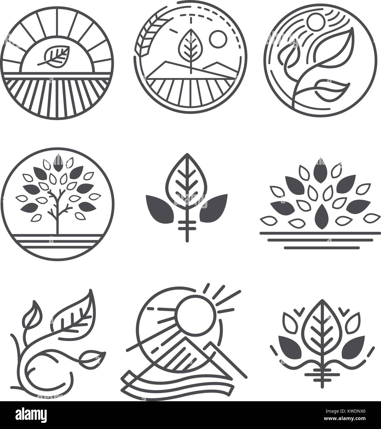Vector illustration or symbol drawing of some nature logos Stock Vector ...