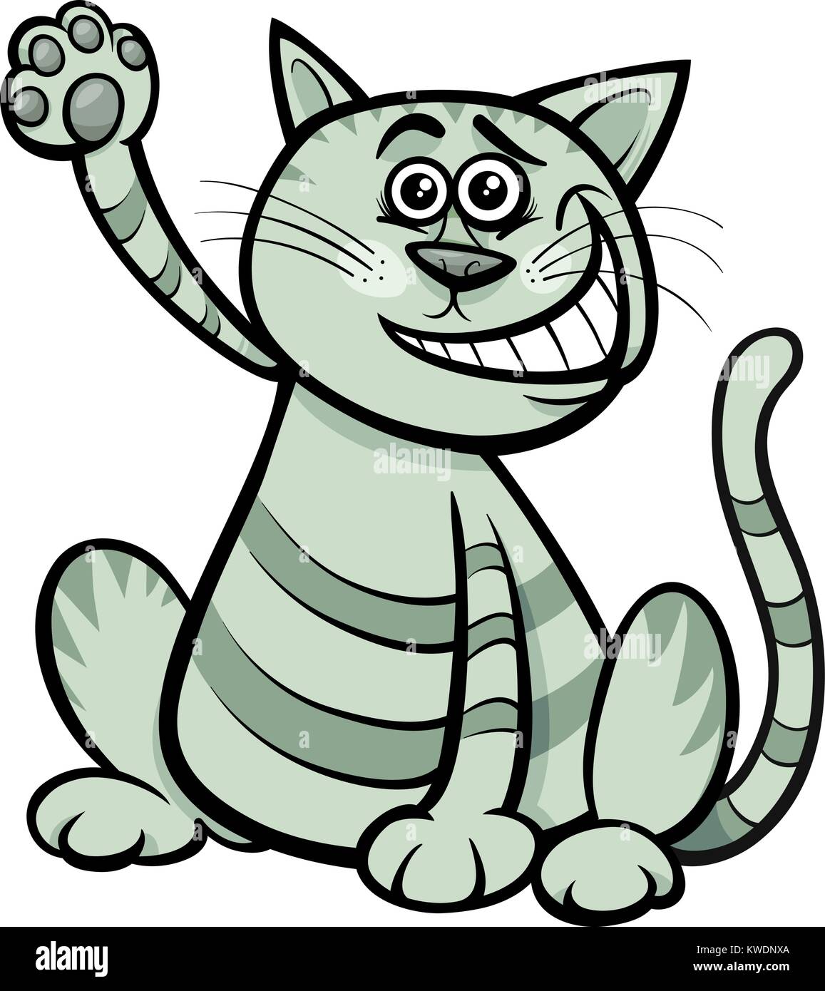 Cartoon Illustration of Cute Tabby Cat or Kitten Animal Character Stock ...