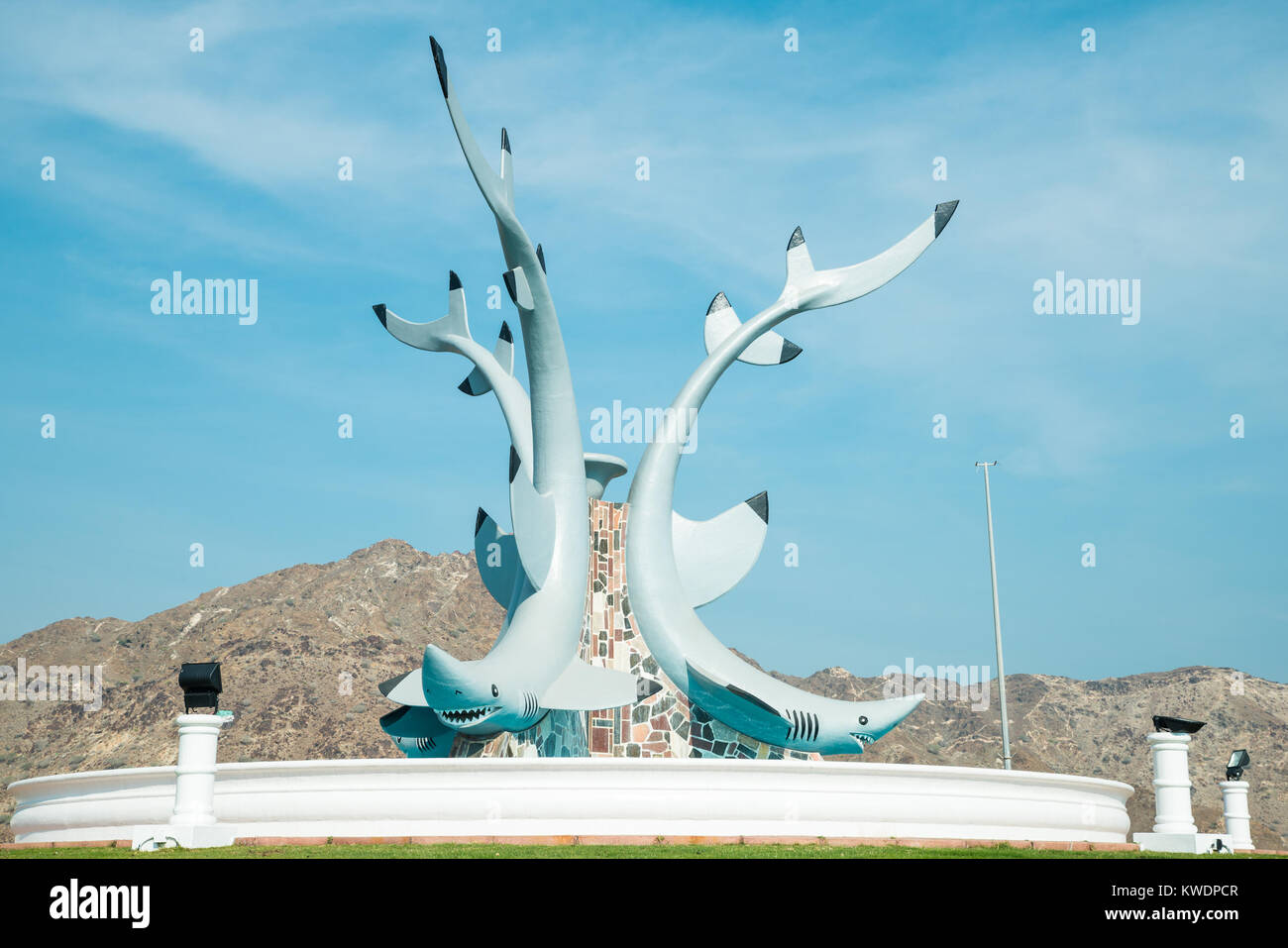 Shark sculpture on a roundabout in Dadna, Fujairah, United Arab ...