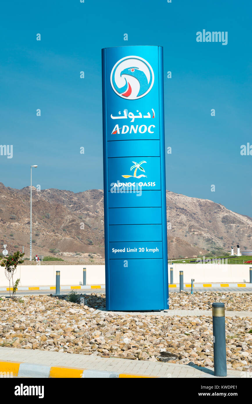 Adnoc Oasis petrol station in Dadna, Fujairah, United Arab Emirates ...