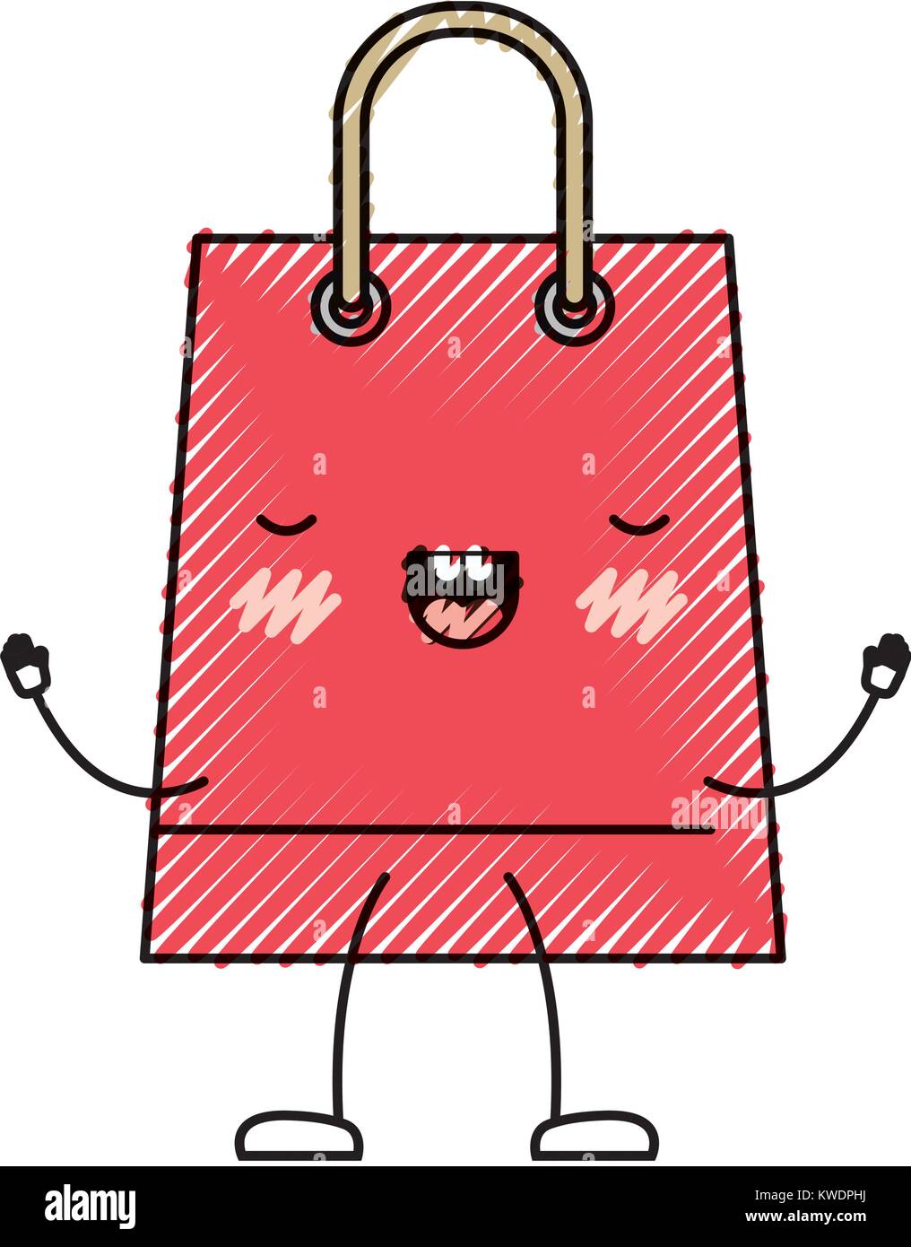 trapezoid animated kawaii shopping bag icon with handle in colored ...