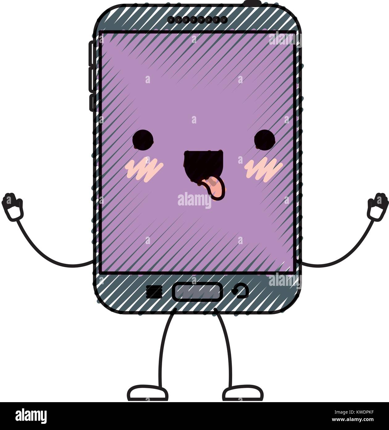 animated kawaii tablet device icon in colored crayon silhouette Stock ...