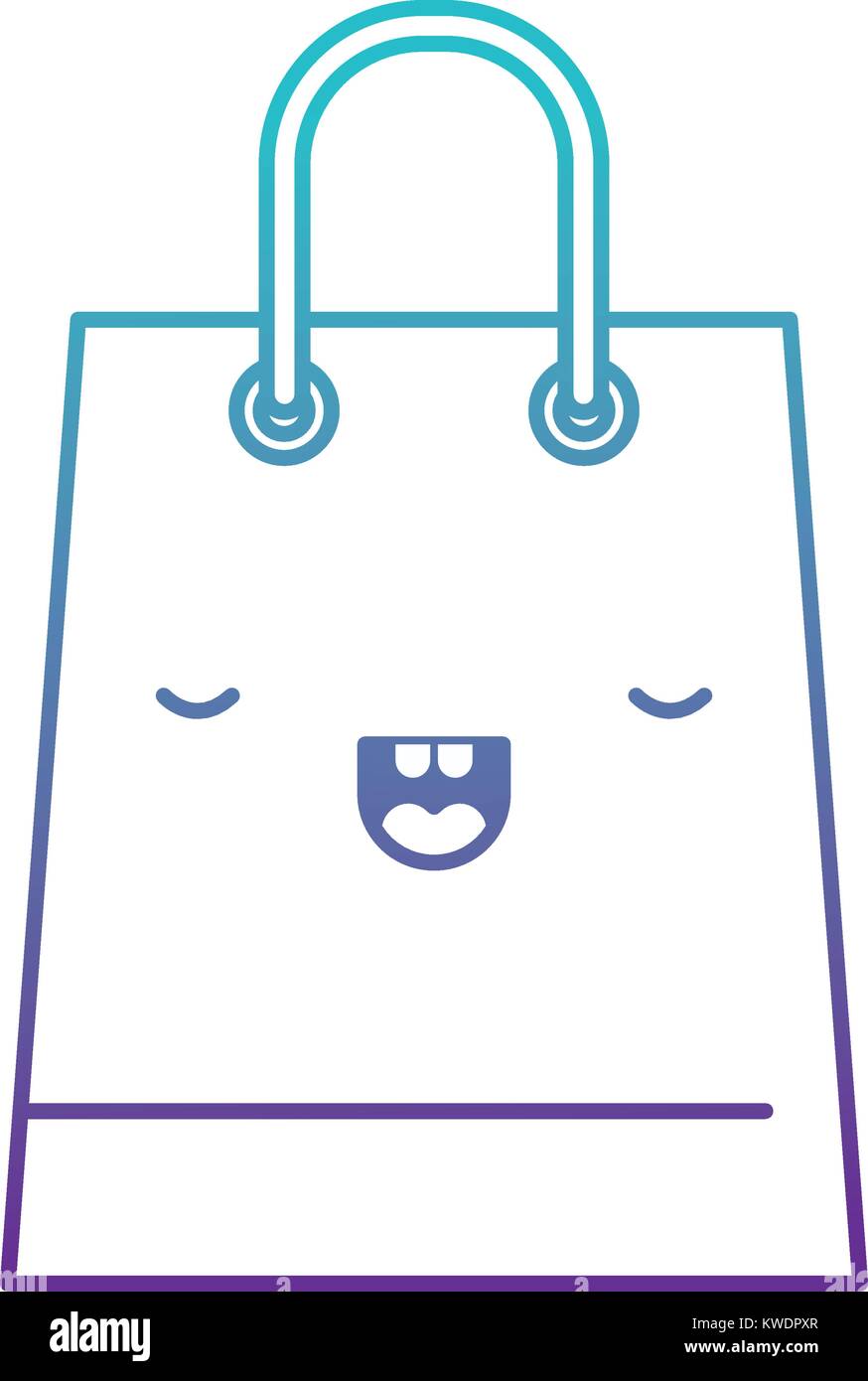 trapezoid kawaii shopping bag icon with handle in degraded blue to ...