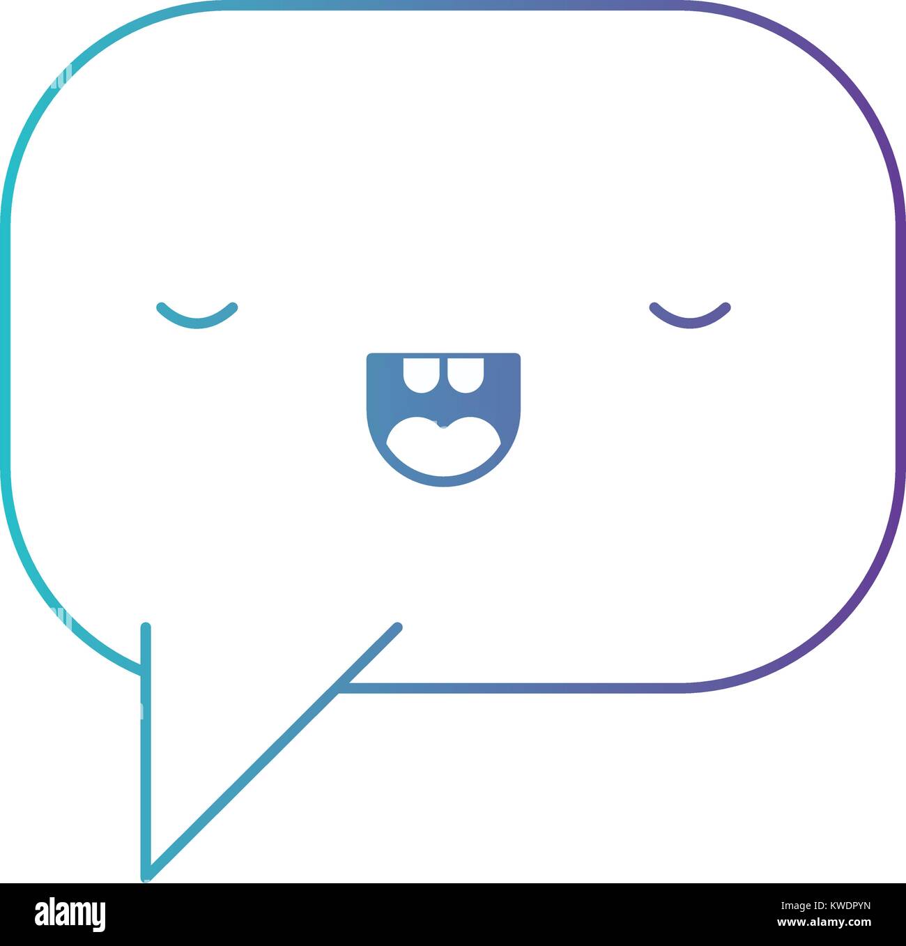 kawaii square dialogue speech and rounded with tail in degraded blue to ...