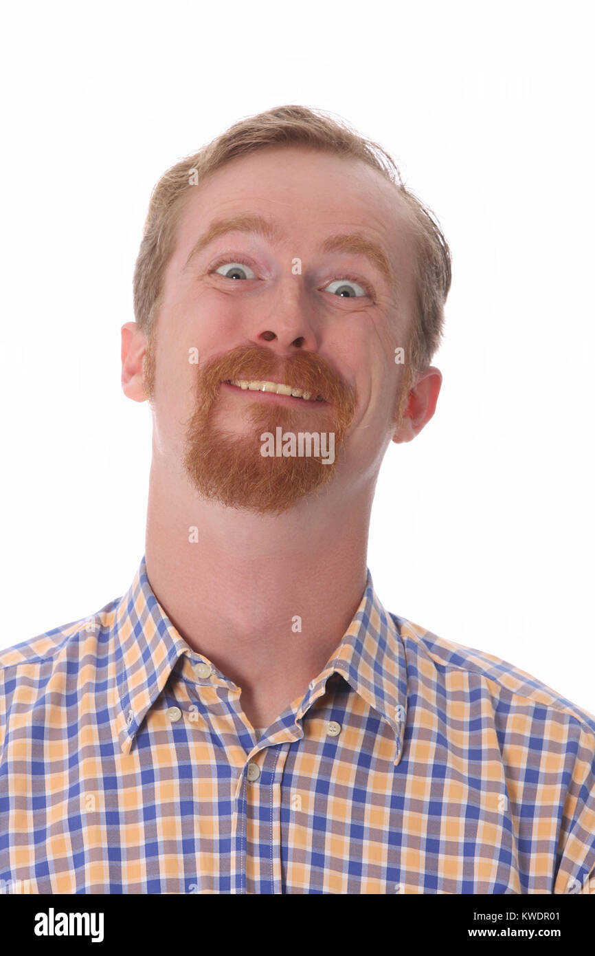 Portrait of funny man on white background Stock Photo - Alamy