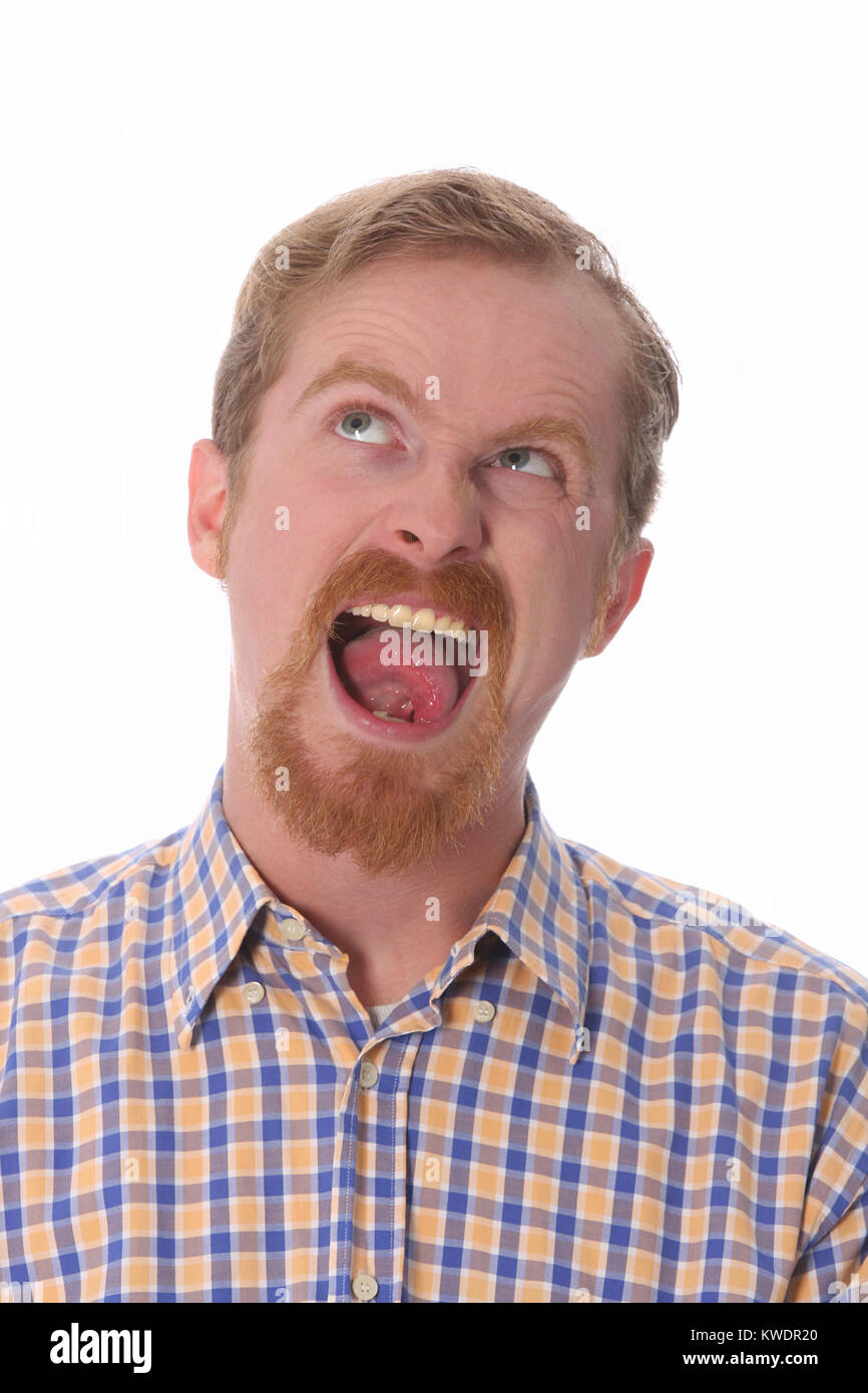 Portrait of funny man on white background Stock Photo - Alamy