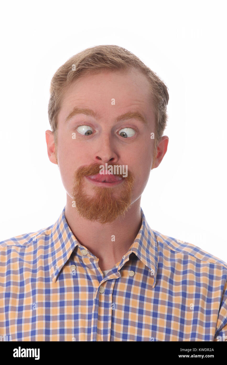 Portrait of funny man on white background Stock Photo - Alamy