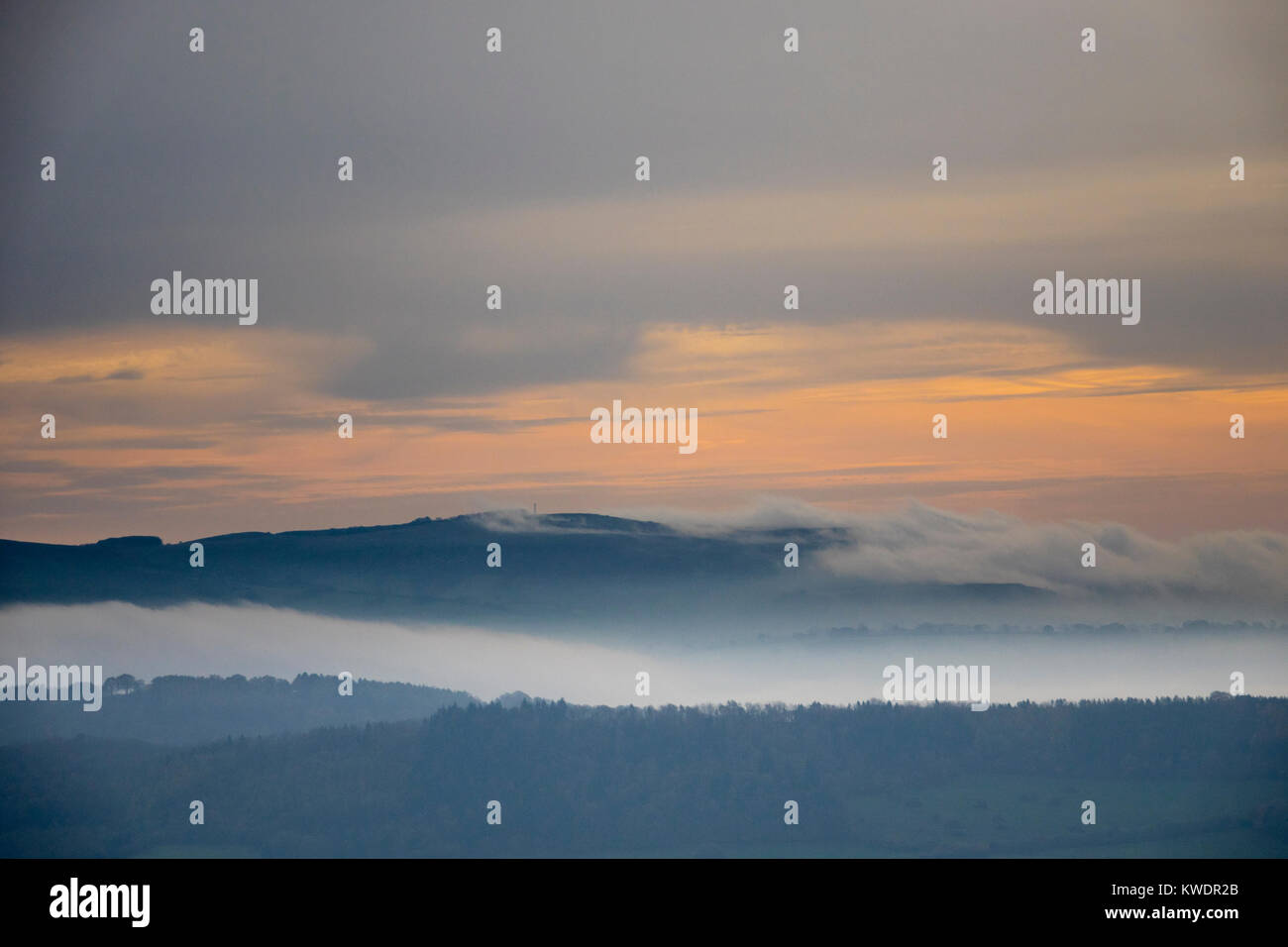 Clee hills, sunrise, mist Stock Photo - Alamy