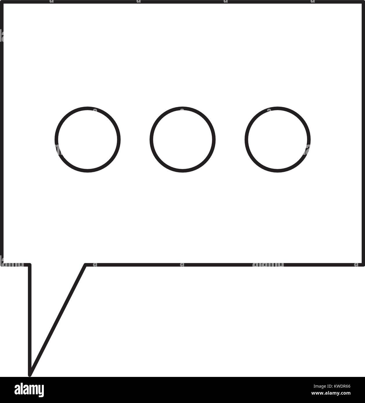 dialogue box with tail and three suspension points in monochrome ...