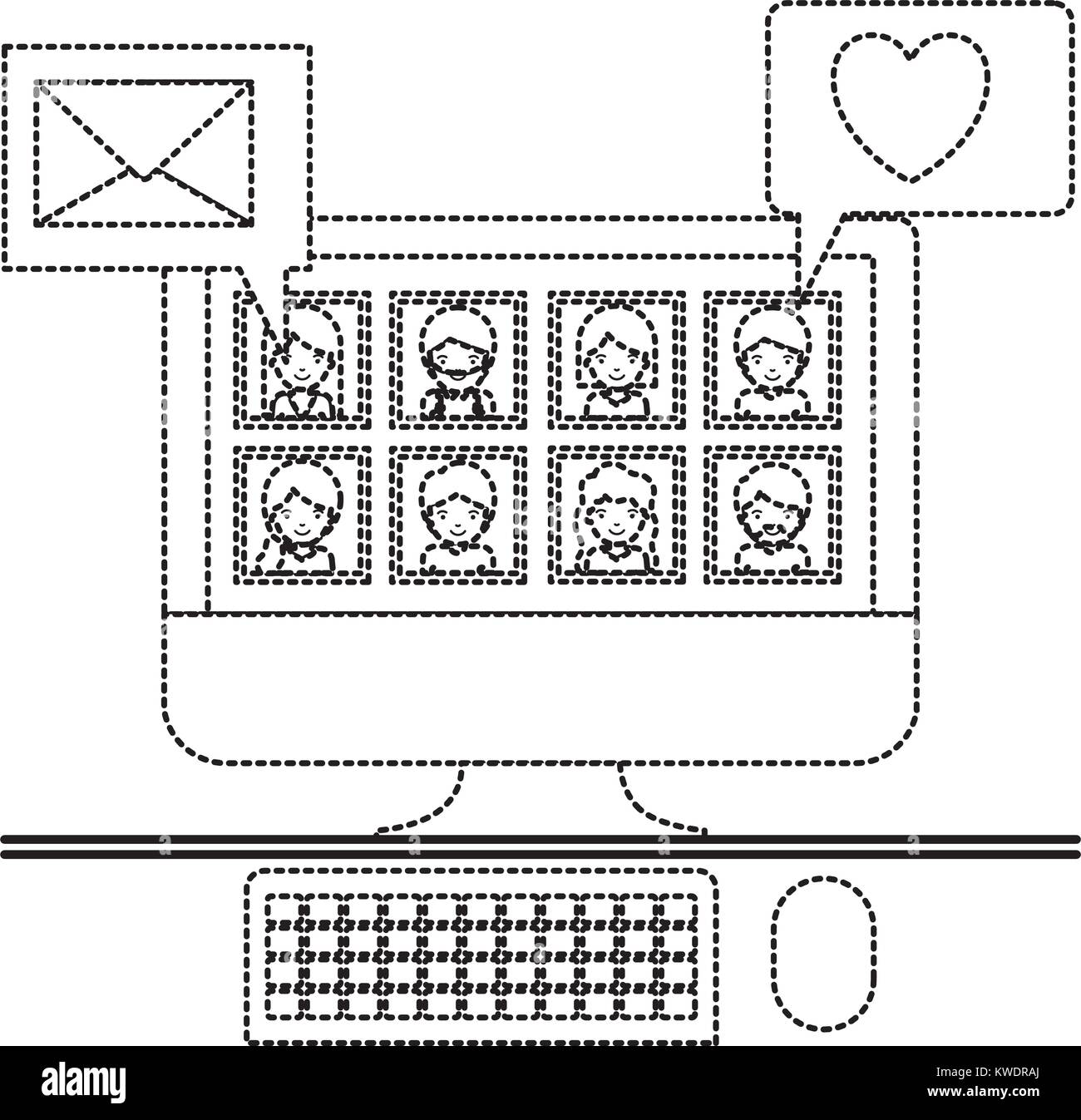 people picture profiles social network in desktop computer screen with ...