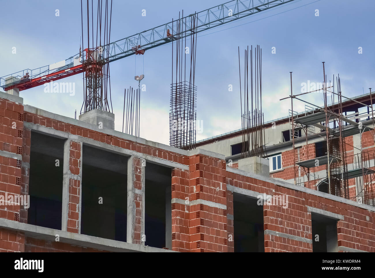 Detail of a construction site and a new unfinished building Stock Photo ...