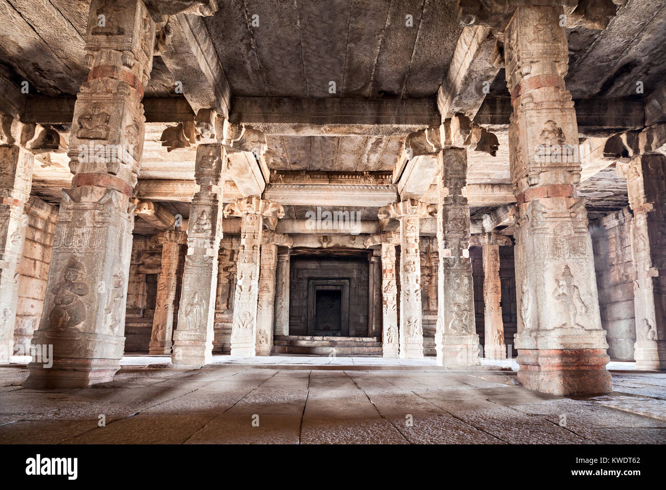 Columns inside the very old hindu temple Stock Photo - Alamy