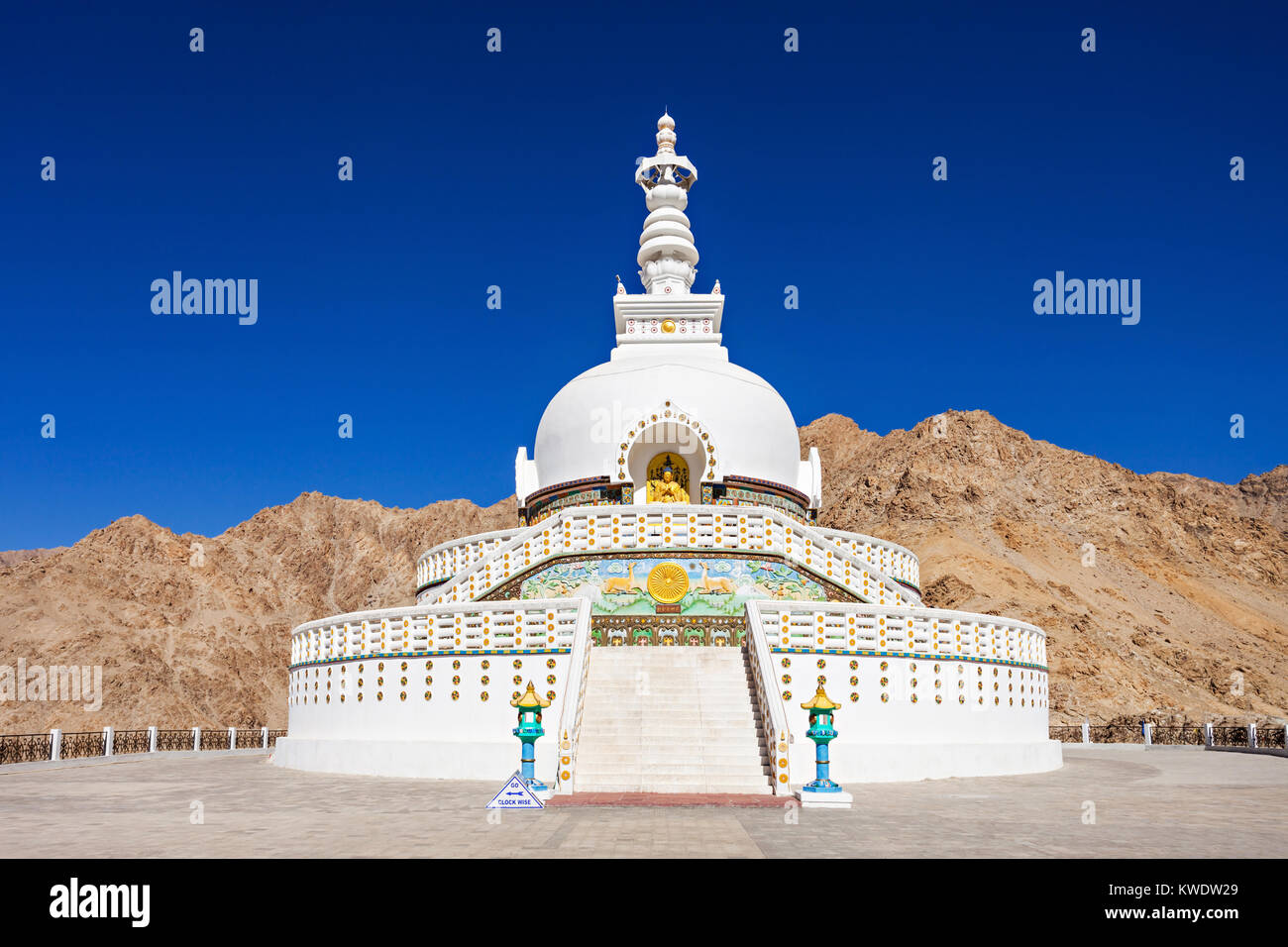 Shanti Stupa is a Buddhist white-domed stupa in Leh, India Stock Photo ...