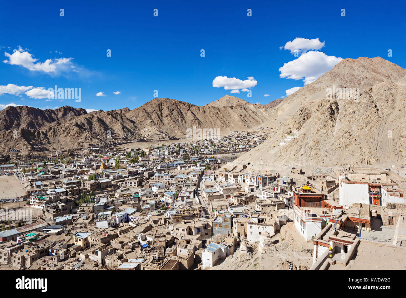 A lot of local houses in the himalayan desert, Leh Stock Photo - Alamy