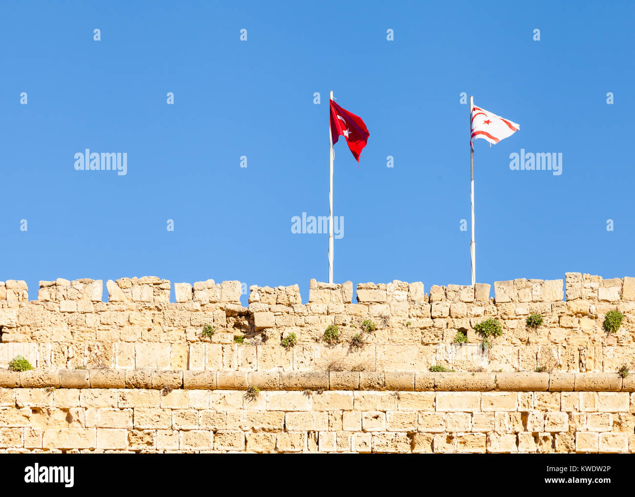 The flags of Turkey and the Turkish Republic of Northern Cyprus fly ...