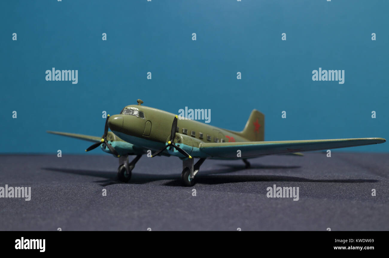 Soviet military transport aircraft Li-2 1937 issue. miniature model ...