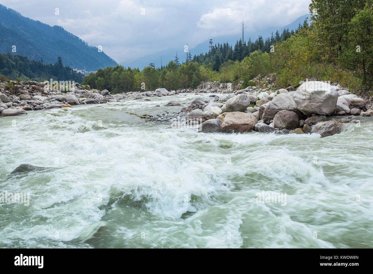 Beas river in Manali town, Himalaya, India Stock Photo - Alamy