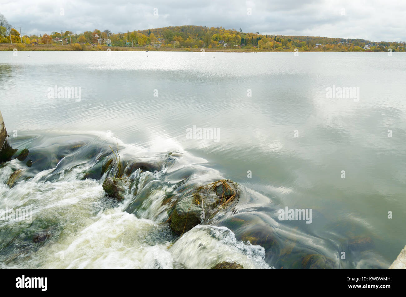 Waterfall on reservoir water flows hi-res stock photography and images ...