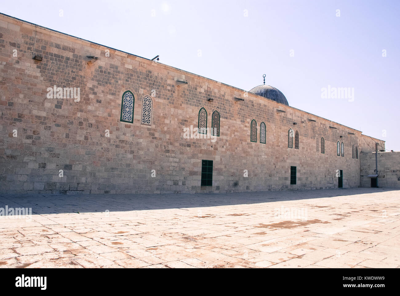 Horizontal picture of brick wall and beautiful windows of Al Aqsa ...