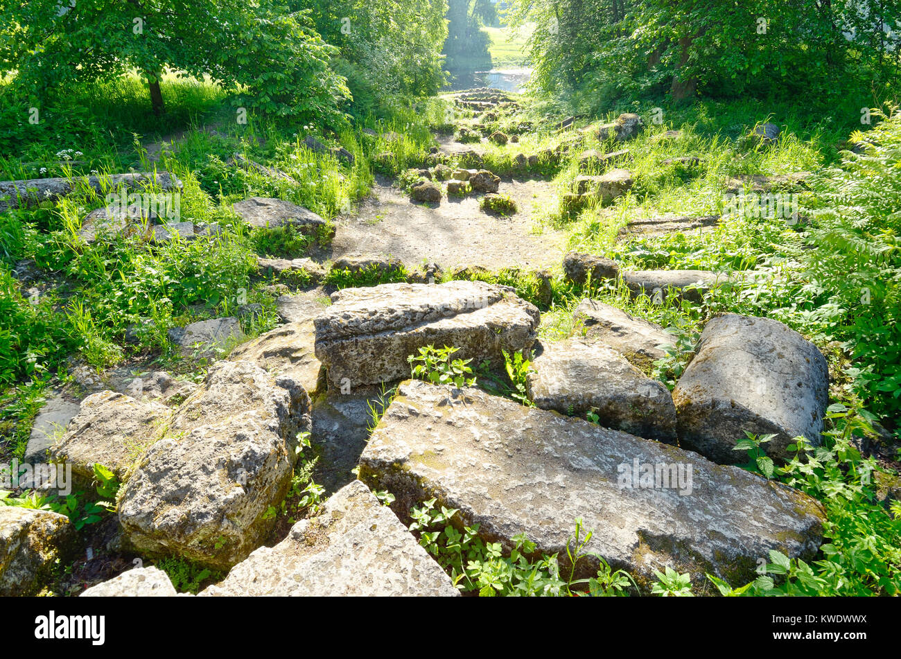 Natural landscape with large stones on the front Stock Photo - Alamy