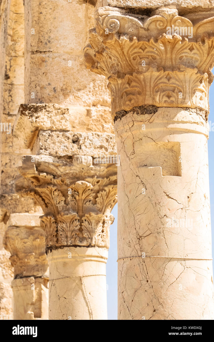 The beautiful architecture of old pillars of Roman arches in front of ...