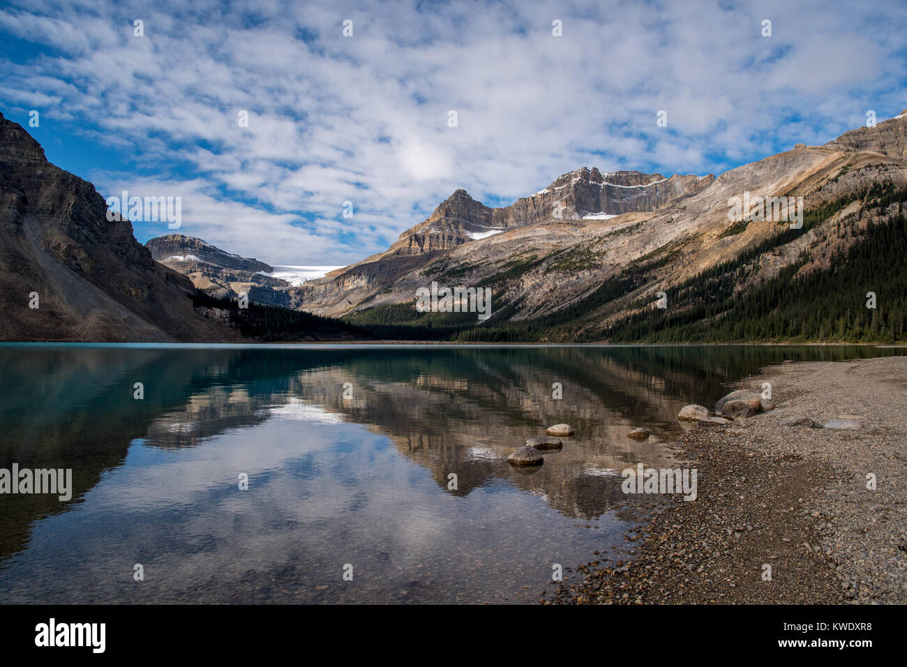 Reflection in Bow Lake Stock Photo - Alamy