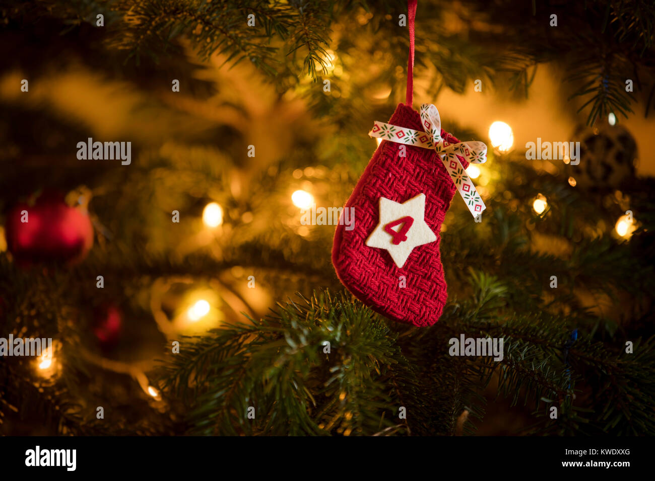 Traditional Advent Calendar Stocking with the date of the fourth of ...
