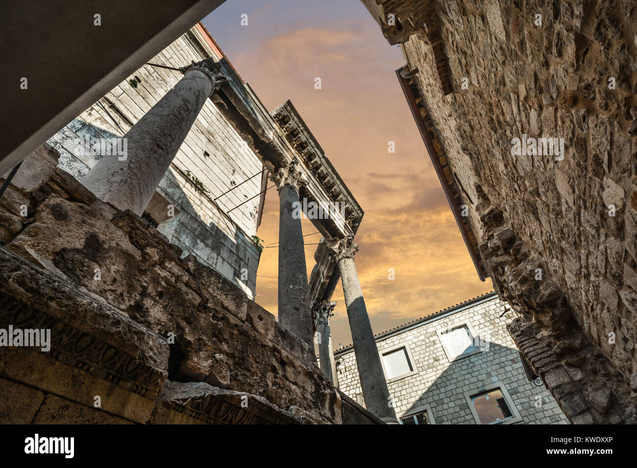 Ancient Roman ruins at Diocletian's Palace in the old town section of ...