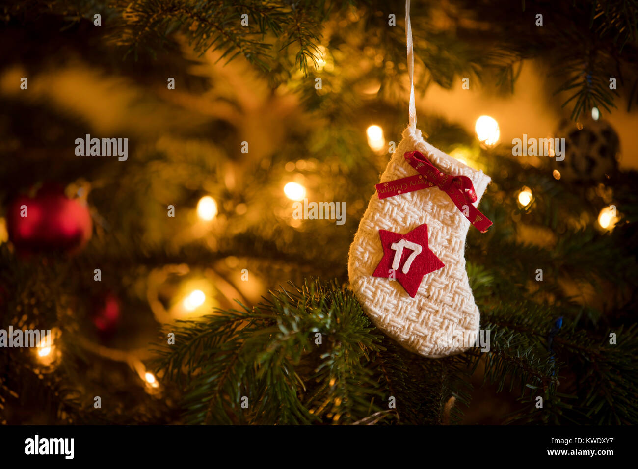 Traditional Advent Calendar Stocking with the date of the 17th of ...