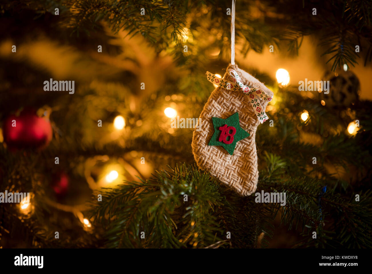 Traditional Advent Calendar Stocking with the date of the 18th of ...