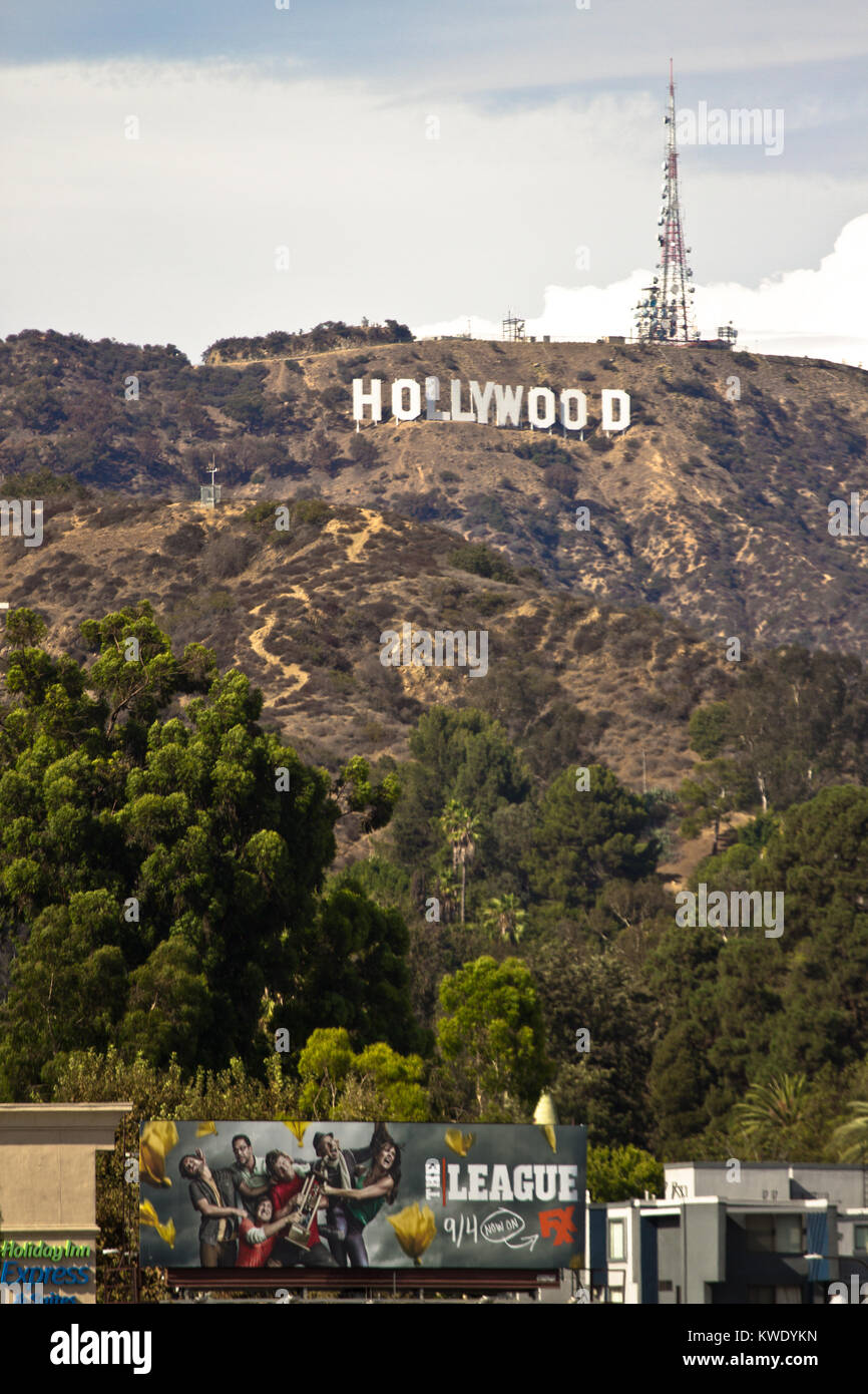 The Hollywood sign overlooking Los Angeles. The iconic sign was ...