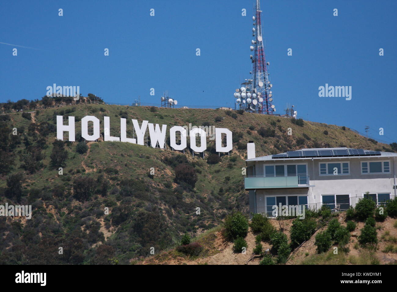 The Hollywood sign overlooking Los Angeles. The iconic sign was ...