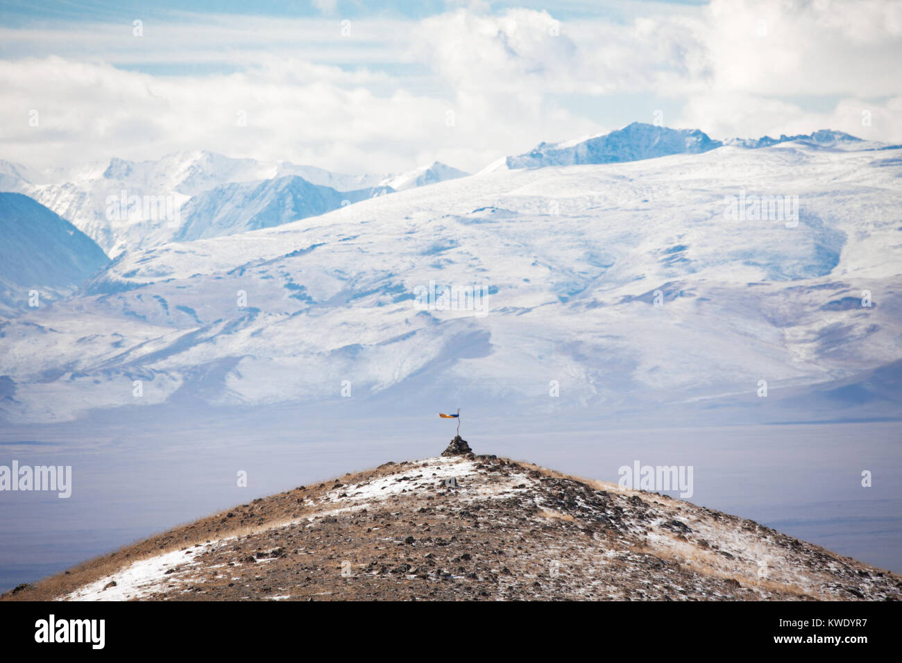 Prayer pyramid in the mountains. Shamanism Stock Photo - Alamy