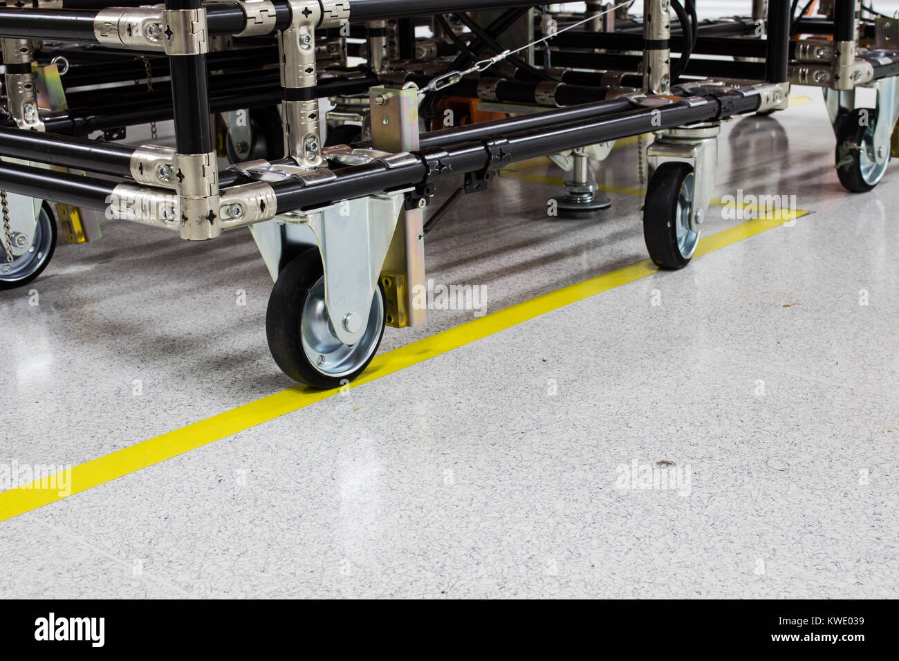 The rubber wheel of industry cart in electronic production Stock Photo ...