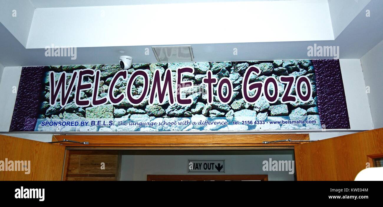 Welcome to Gozo; Sign; Doorway; Building; Architecture; Ferry Port ...