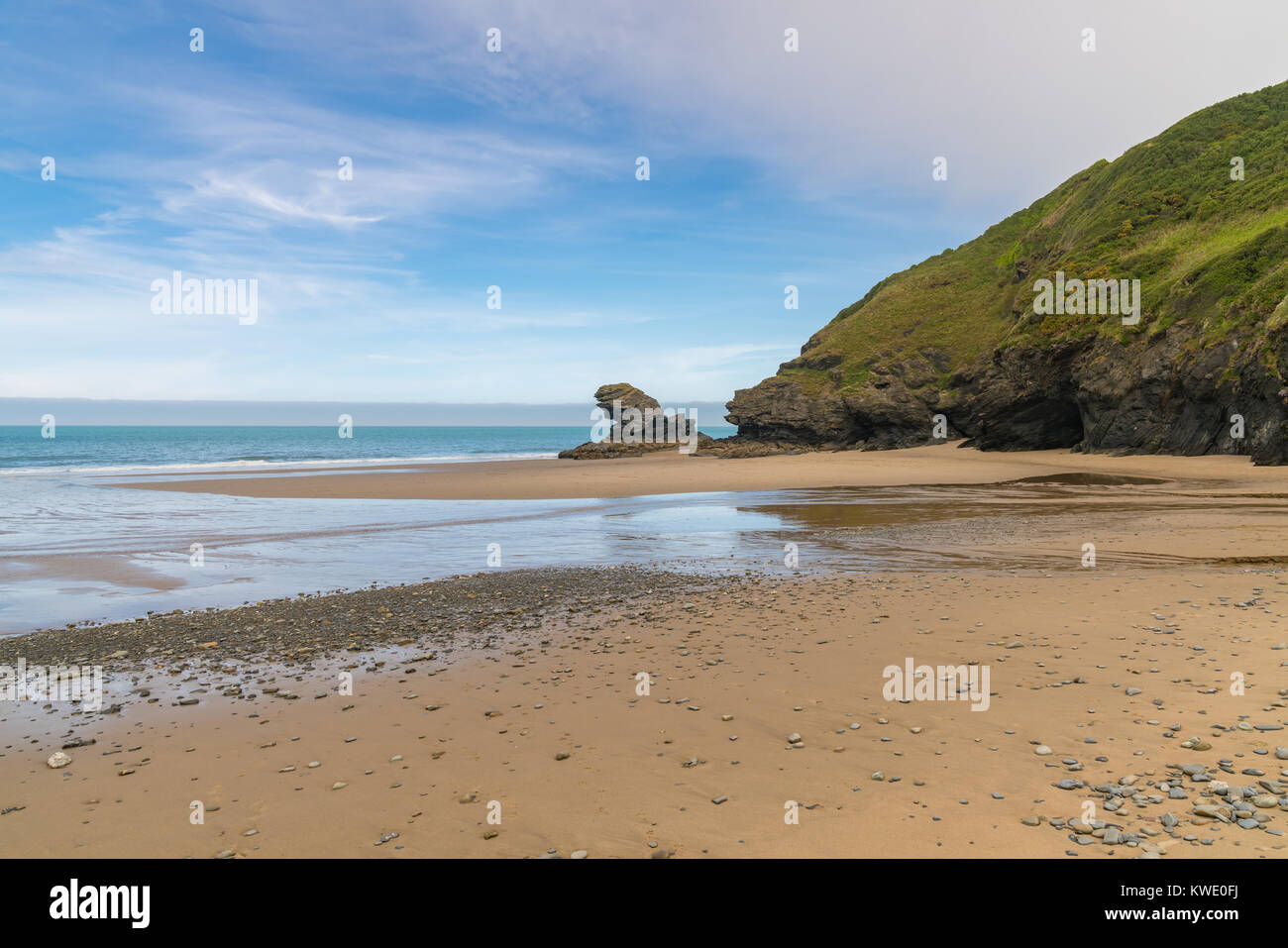 Cliff edge at Llangrannog Beach, Ceredigion, Dyfed, Wales, UK Stock ...