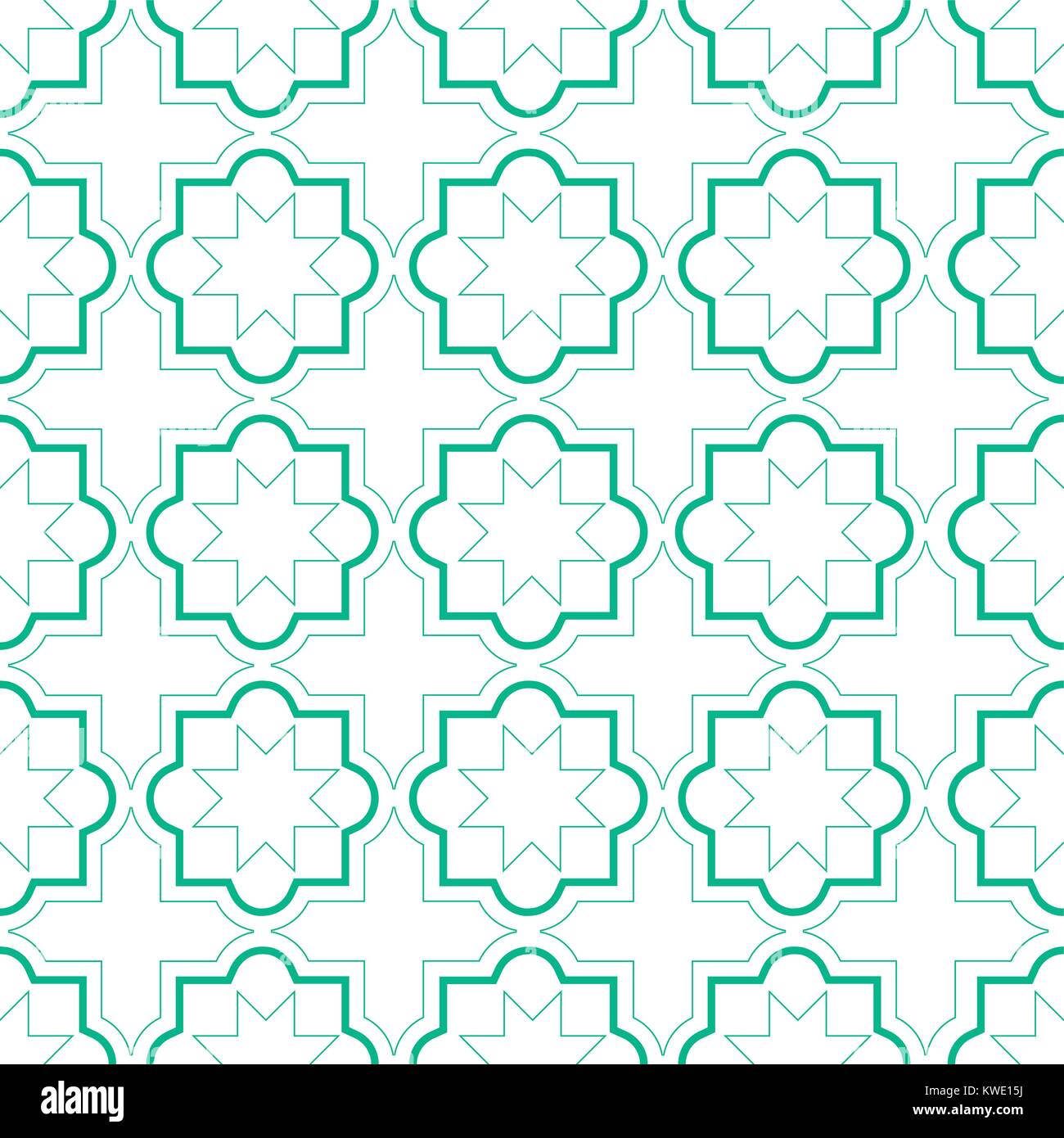 Moroccan geometric tiles seamless pattern, vector tiles design, green ...