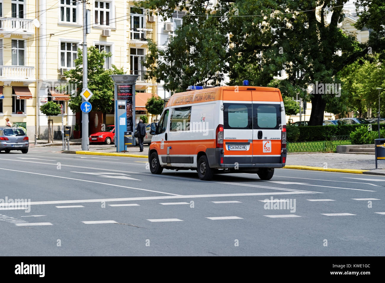 Sofia, Bulgaria - July 04, 2017: Ambulance responding of an emergency ...