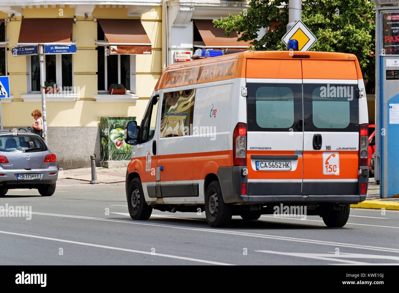 Sofia, Bulgaria - July 04, 2017: Ambulance responding of an emergency ...