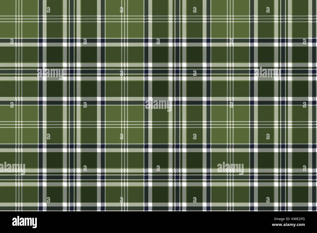 Green checkered plaid seamless fabric texture. Vector illustration ...