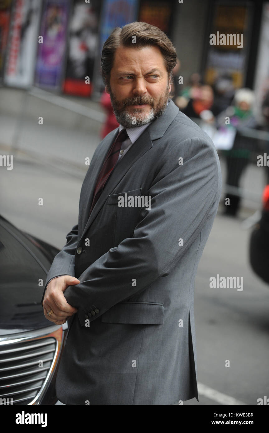 NEW YORK, NY - MARCH 25: Nick Offerman arrives the 'Late Show With ...