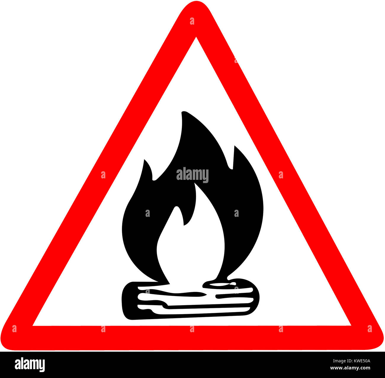 campfire with firewood icon fire red triangular caution road sign ...