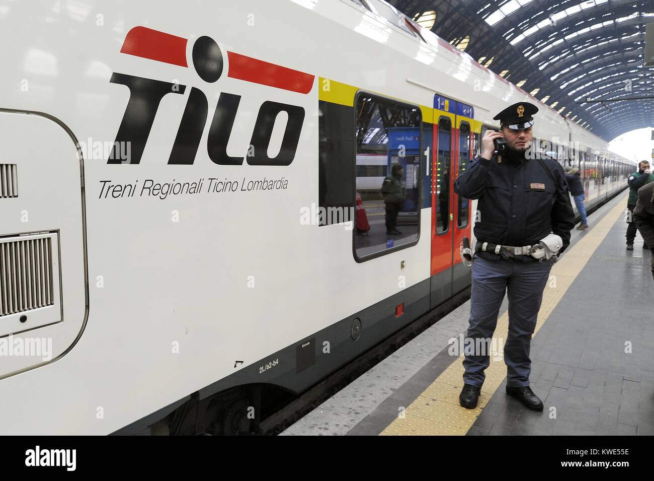Milan (Italy), police security controls at the Central Station Stock ...