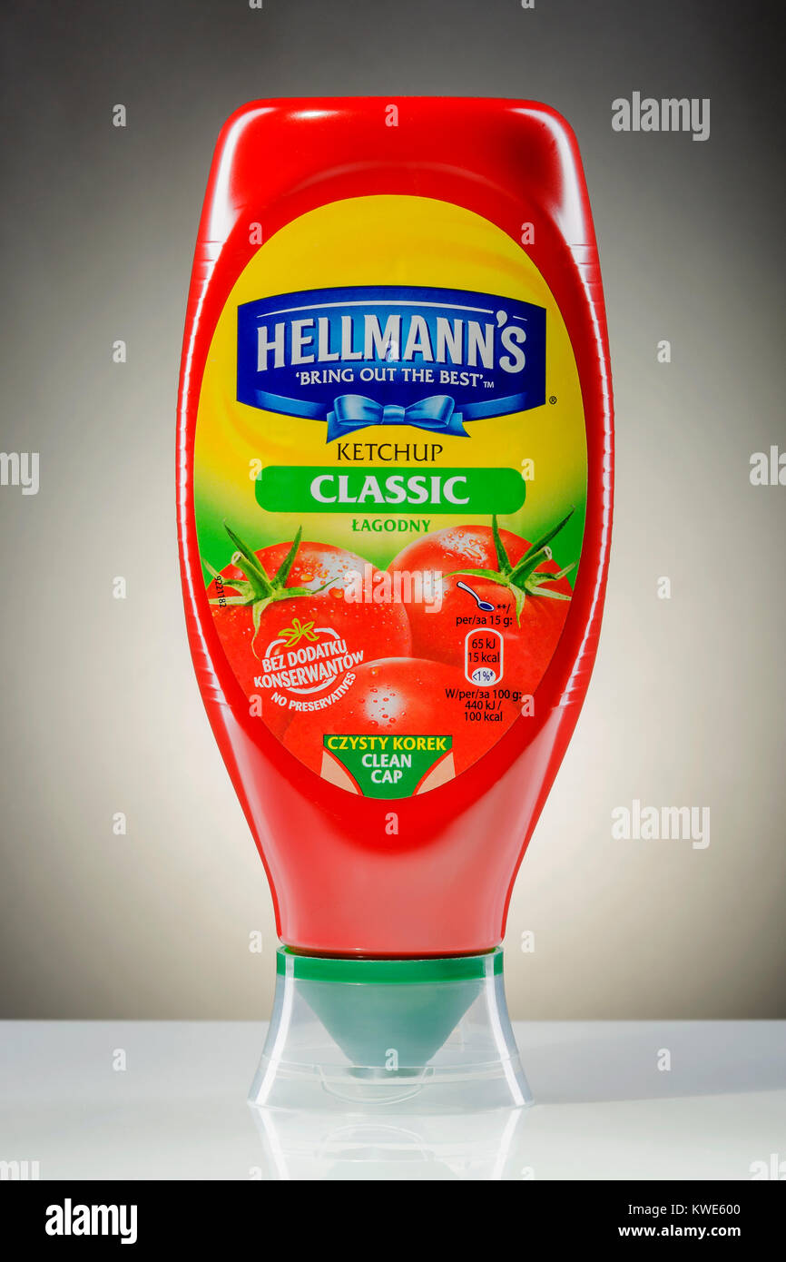 Hellmans ketchup on gradient background. Hellmans first factory was ...